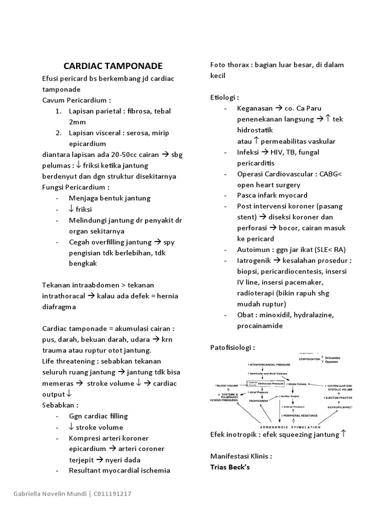 Cardiac Tamponade: Diagnosis dan Penanganan | PDF