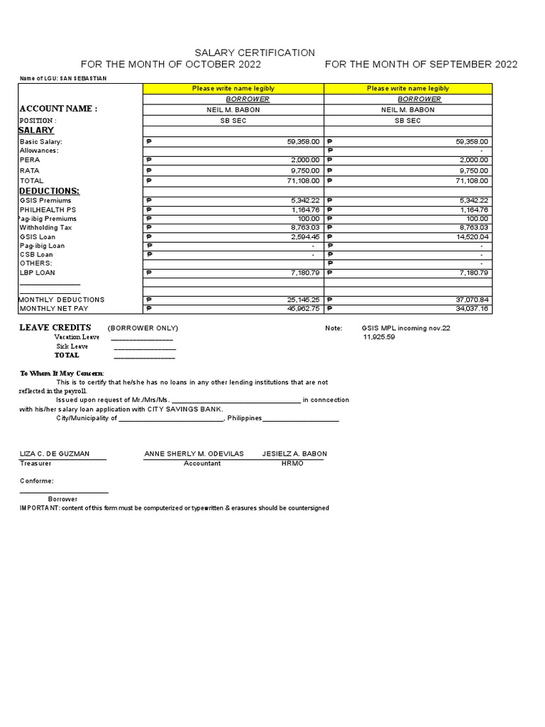 Salary Certification Format | PDF | Loans | Payroll
