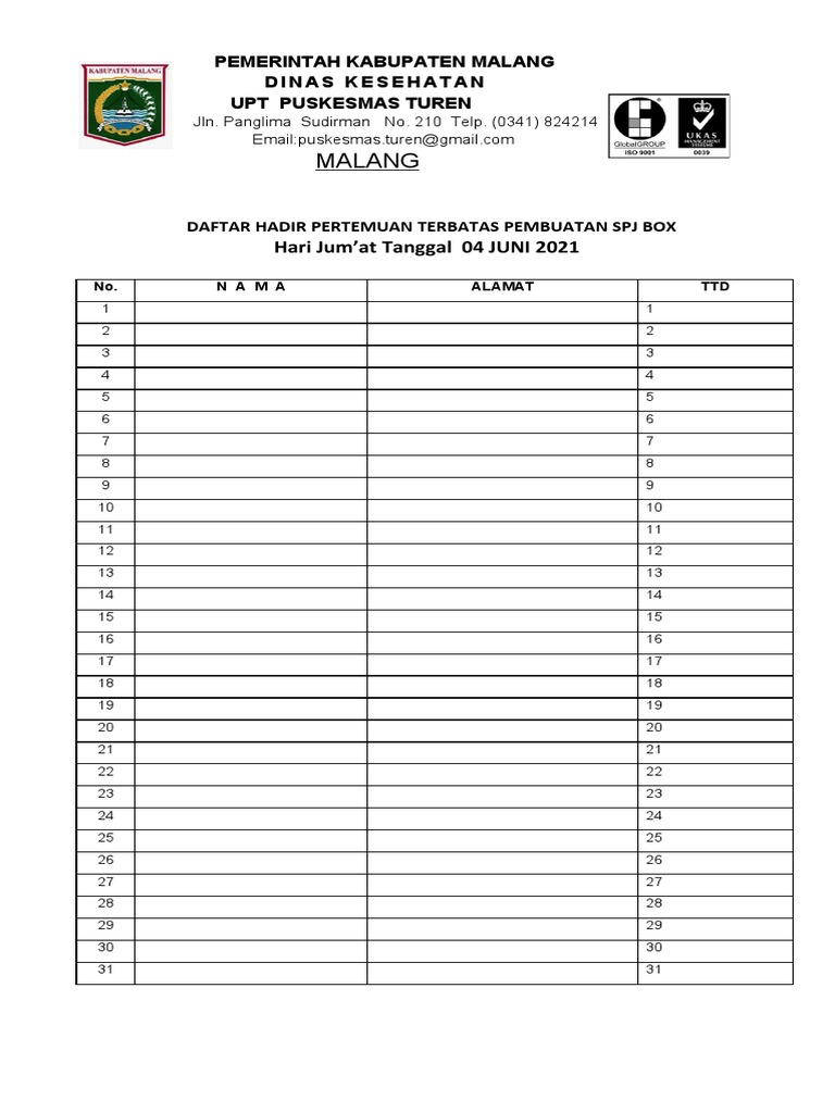 Absen Upacara Hut Ri | PDF