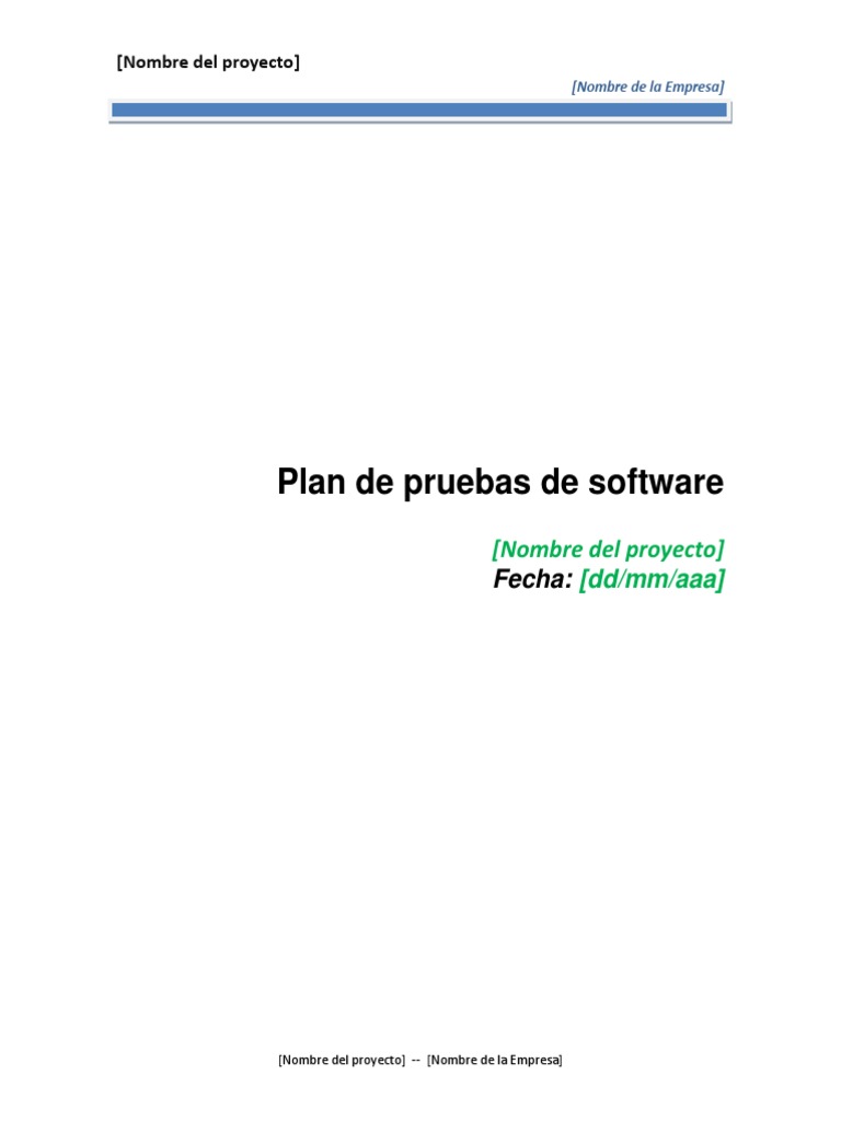 Plantilla de Plan de Pruebas de Software | PDF | Software | Pruebas de software