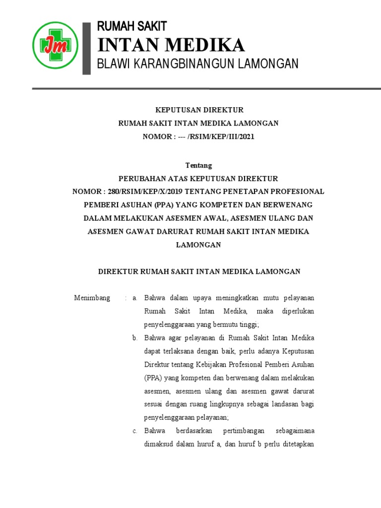 SK PENETAPAN (PPA) YANG KOMPETEN DALAM ASESMEN Edit | PDF