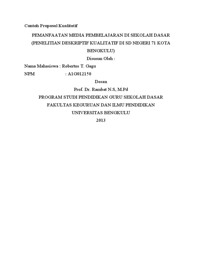 Contoh Proposal Kualitatif | PDF