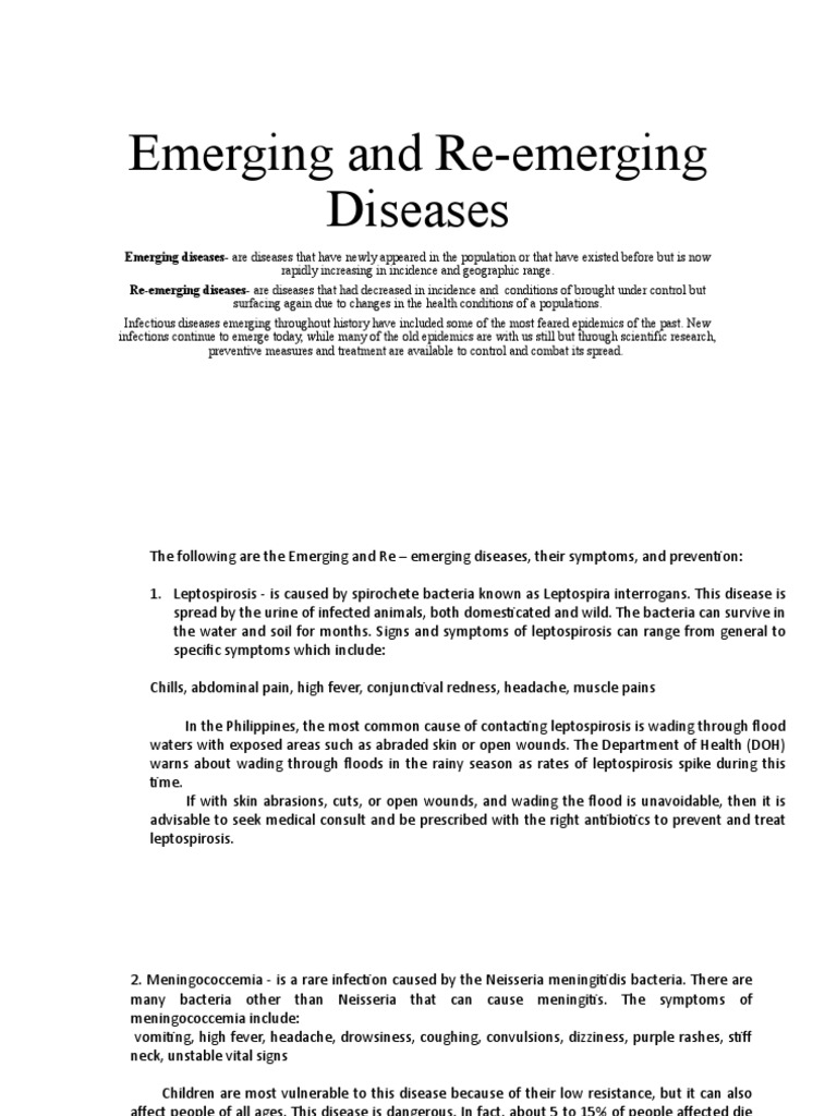 Emerging and Re-Emerging Diseases | PDF | Influenza | Influenza A Virus ...