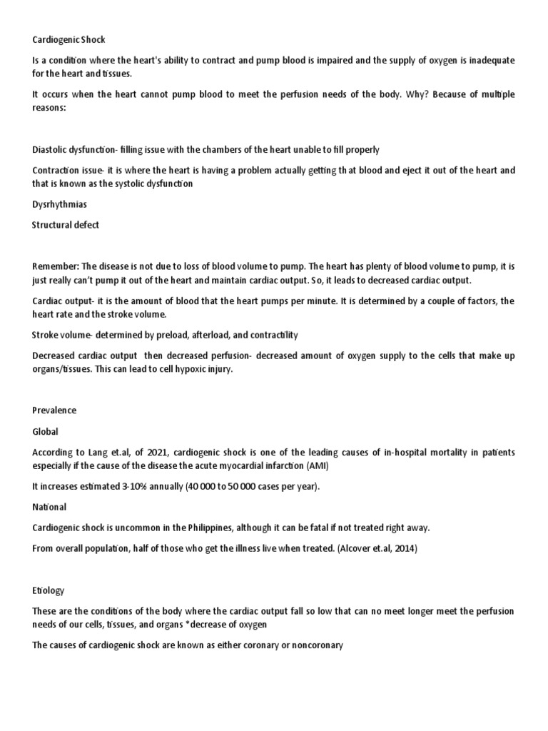 Cardiogenic Shock Pdf Heart Heart Valve
