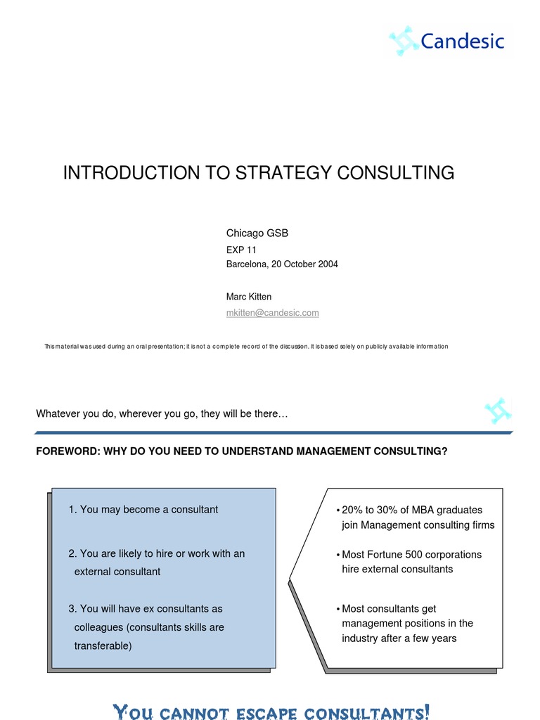 Chicago GSB EXP11 - Introduction To Consulting | PDF | Mc Kinsey & Company | Strategic Management