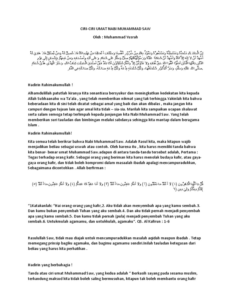 Ciri Umat Nabi Muhammad | PDF