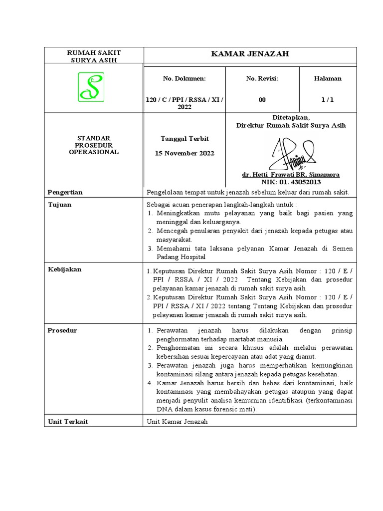 Spo - Kamar Jenazah | PDF