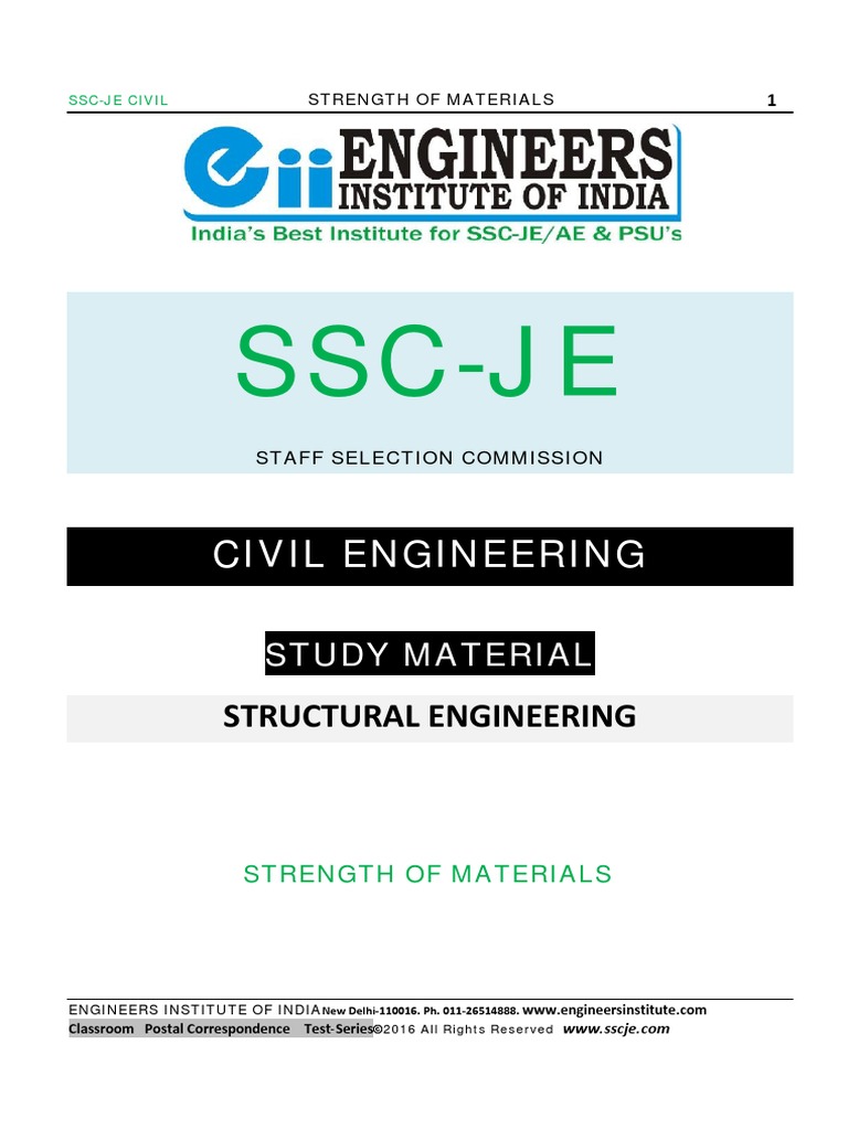 SSC JE Study Materials Civil Strength of Materials | PDF | Deformation ...