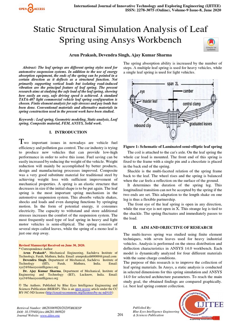 Static Structural Simulation Analysis of Leaf Spring Using Ansys ...