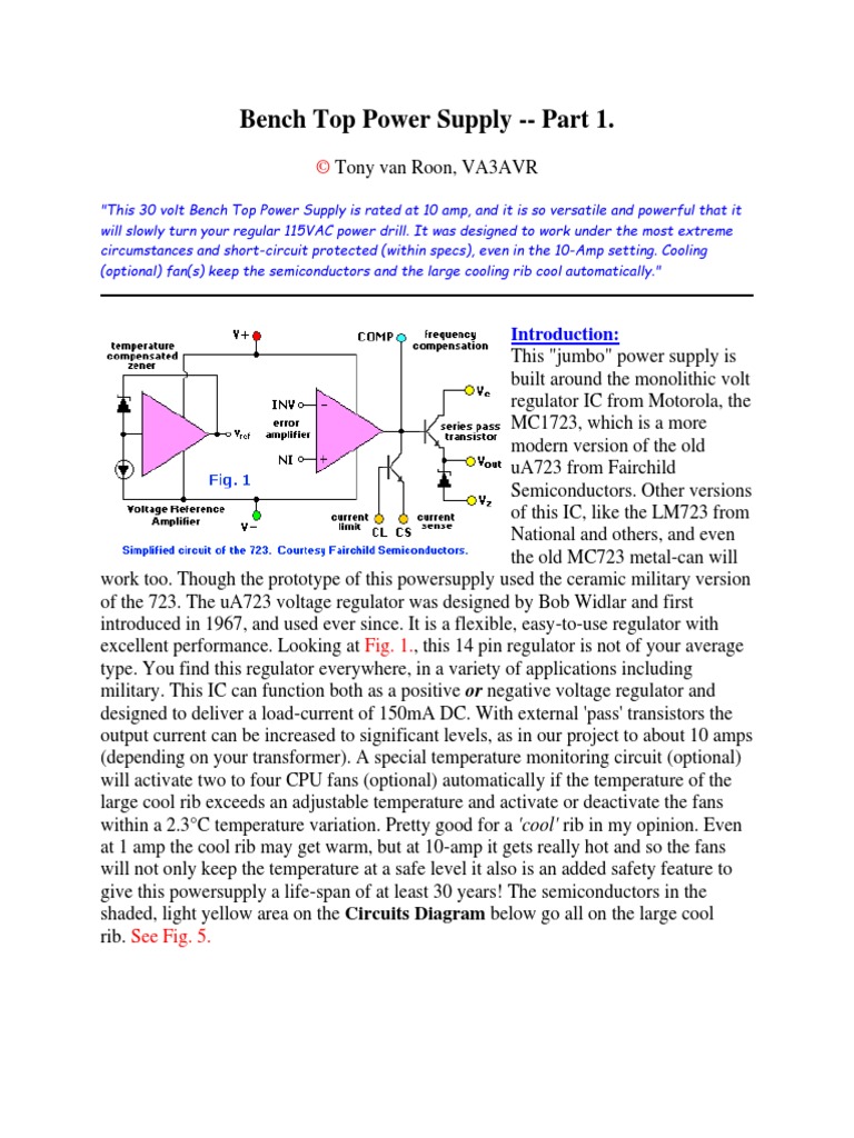 Adjustable Power Supply Using LM723 | PDF | Resistor | Power Supply
