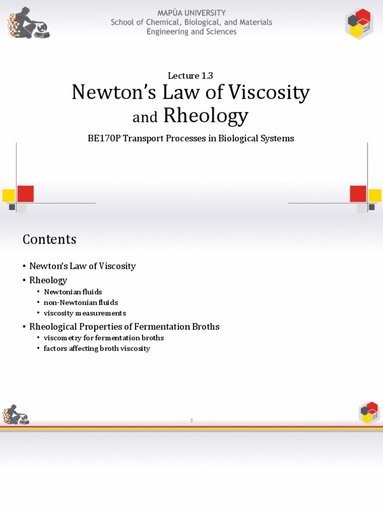 Newton's Law Viscosity & Rheology Lecture | PDF | Viscosity | Shear Stress Newton's Law Viscosity & Rheology Lecture | PDF | Viscosity | Shear Stress