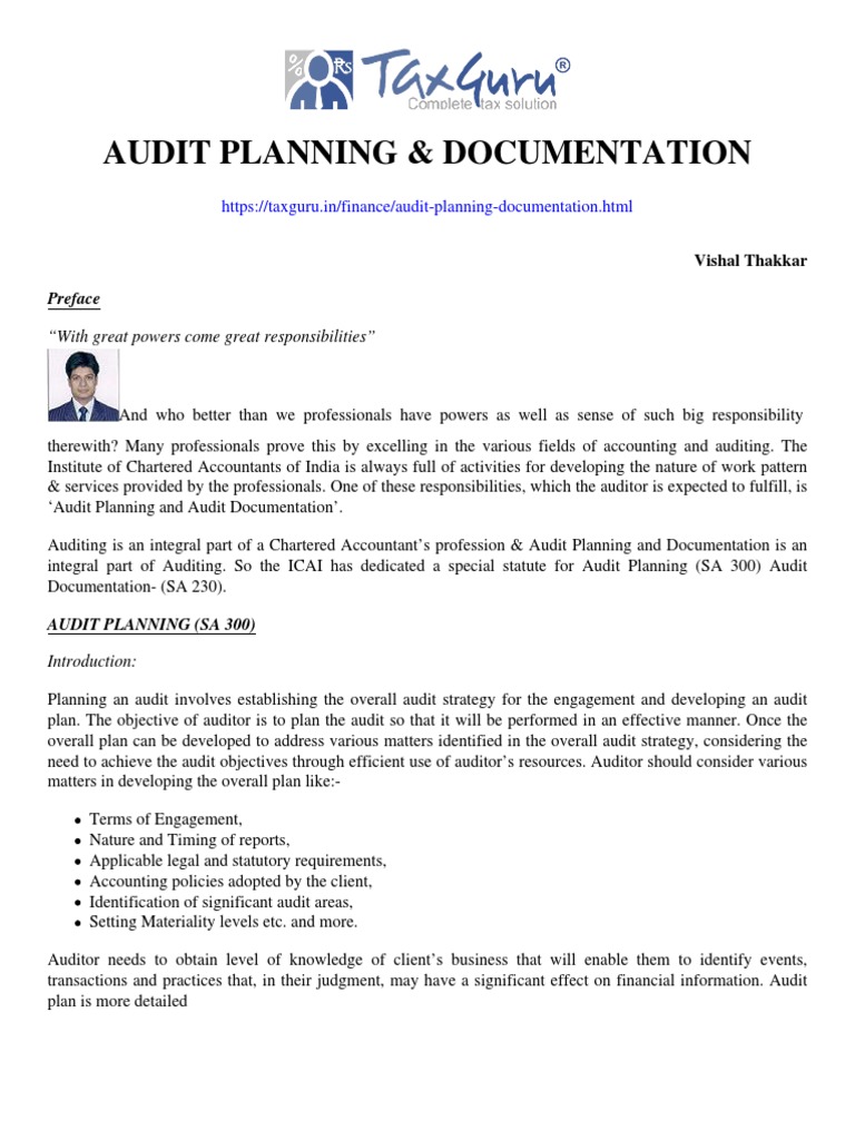 Audit Planning and Documentation Overview | PDF | Financial Audit | Audit