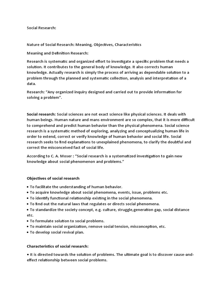 Importance and Objectives of Social Research | PDF | Social Research ...