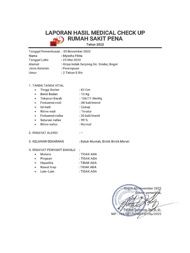 Hasil Mcu RS Pena | PDF