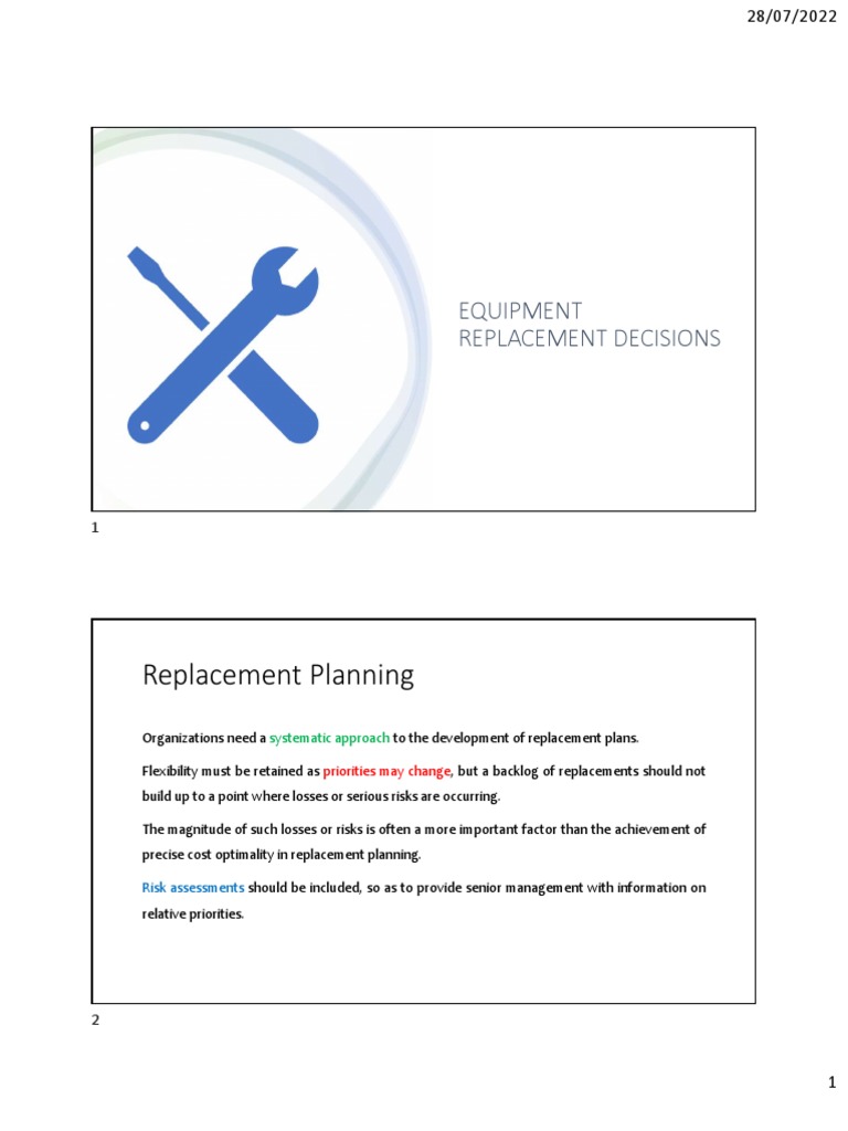Equipment Replacement Decision Criteria | PDF | Risk | Cost–Benefit ...