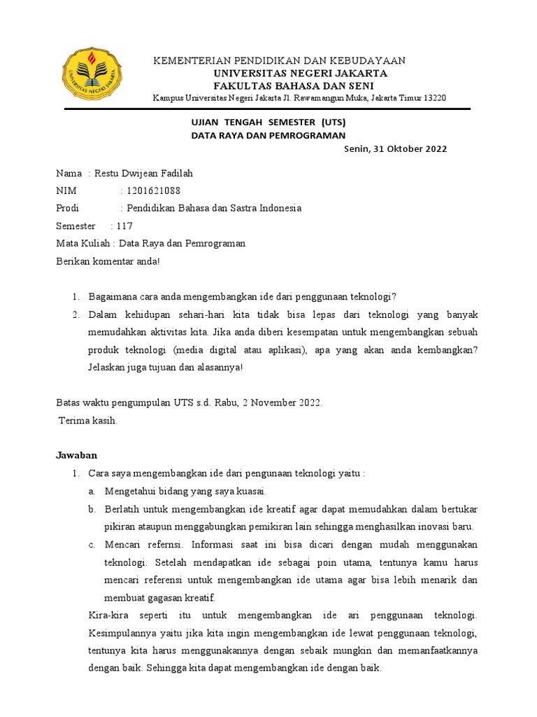 UTS Data Raya & Pemrograman 117 | PDF