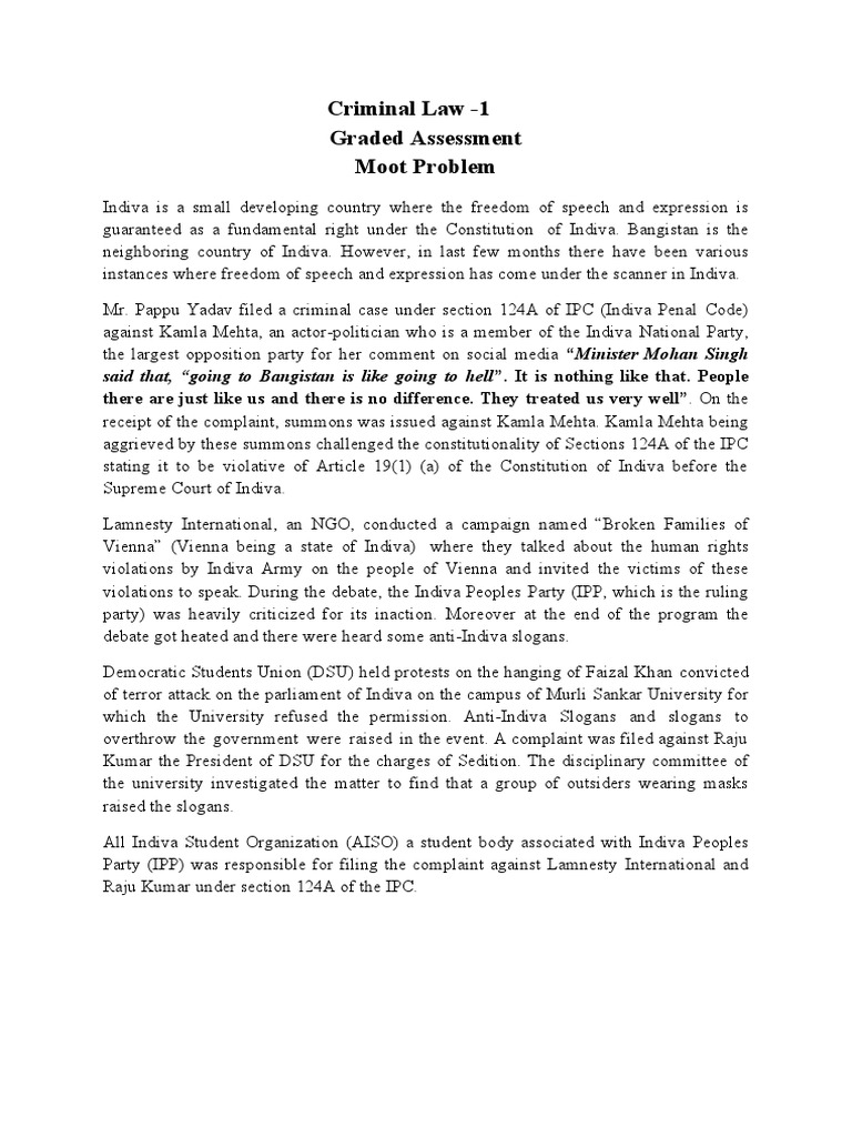 MOOT Problem For The Graded Assesment | PDF | Human Rights | Government