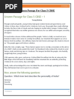 Unseen Poems with Q&A for Class 5 | PDF