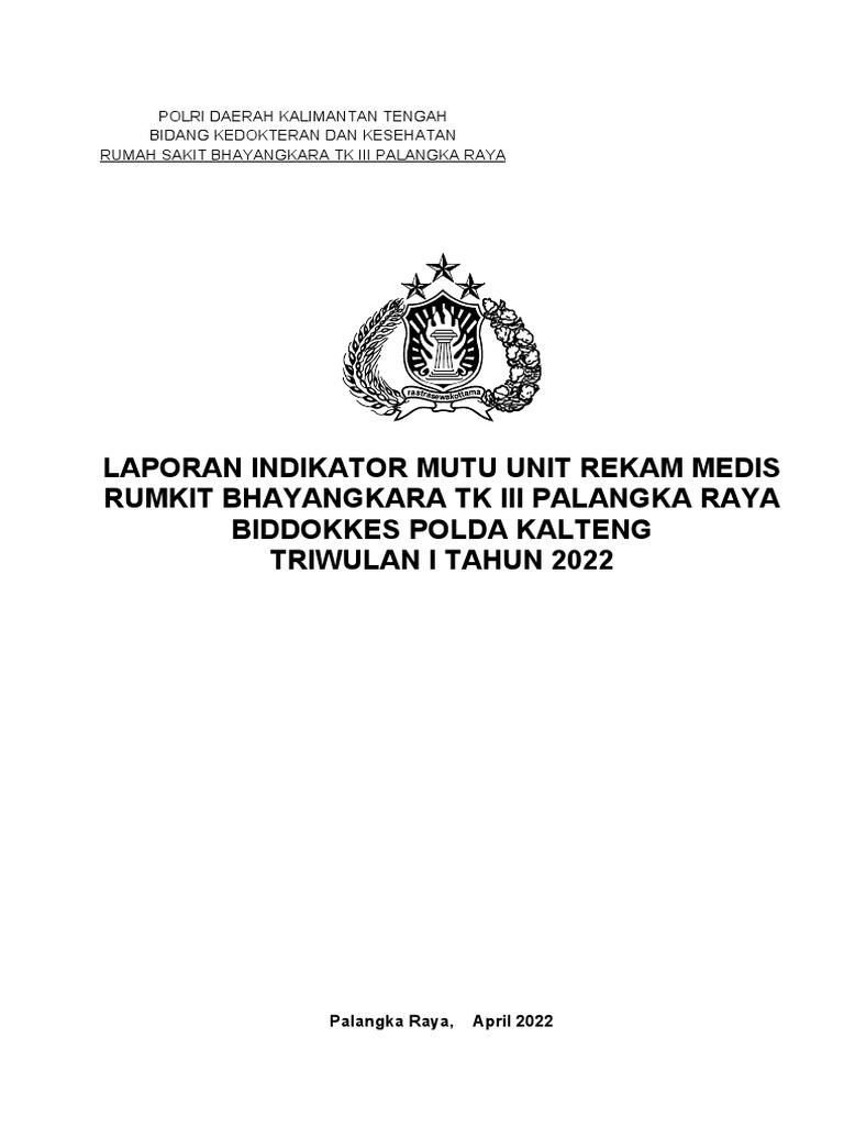 Laporan Indikator Mutu Unit Rekam Medis Triwulan I | PDF