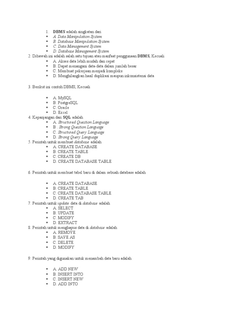 Panduan Dasar DBMS dan SQL | PDF