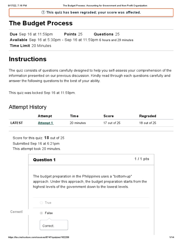 The Budget Process - Quiz 1 | PDF | Budget | United States Budget Process