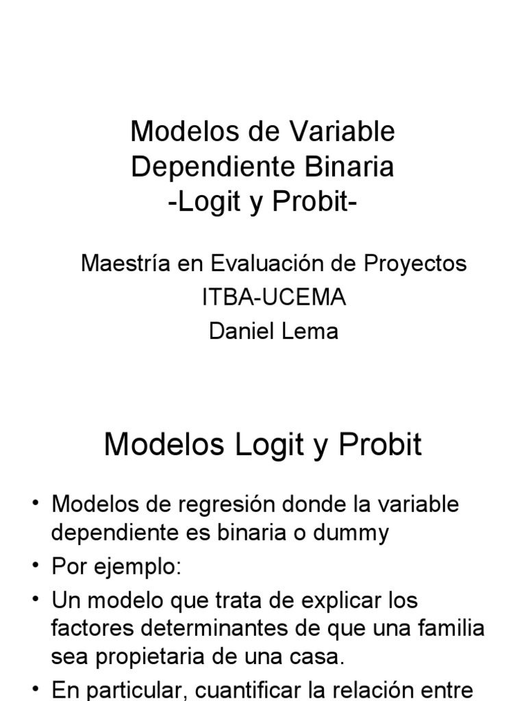 Modelos de regresión binaria: una introducción a los modelos Logit y ...