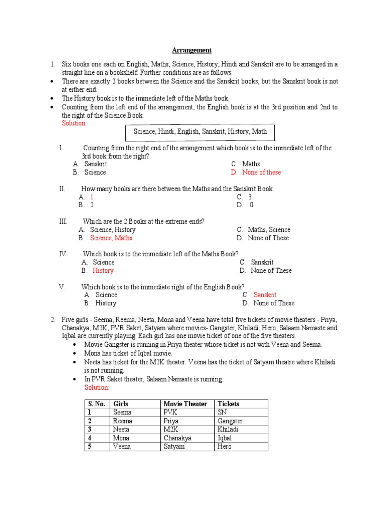 Arrangement Class exercise-01ANSWERS | PDF