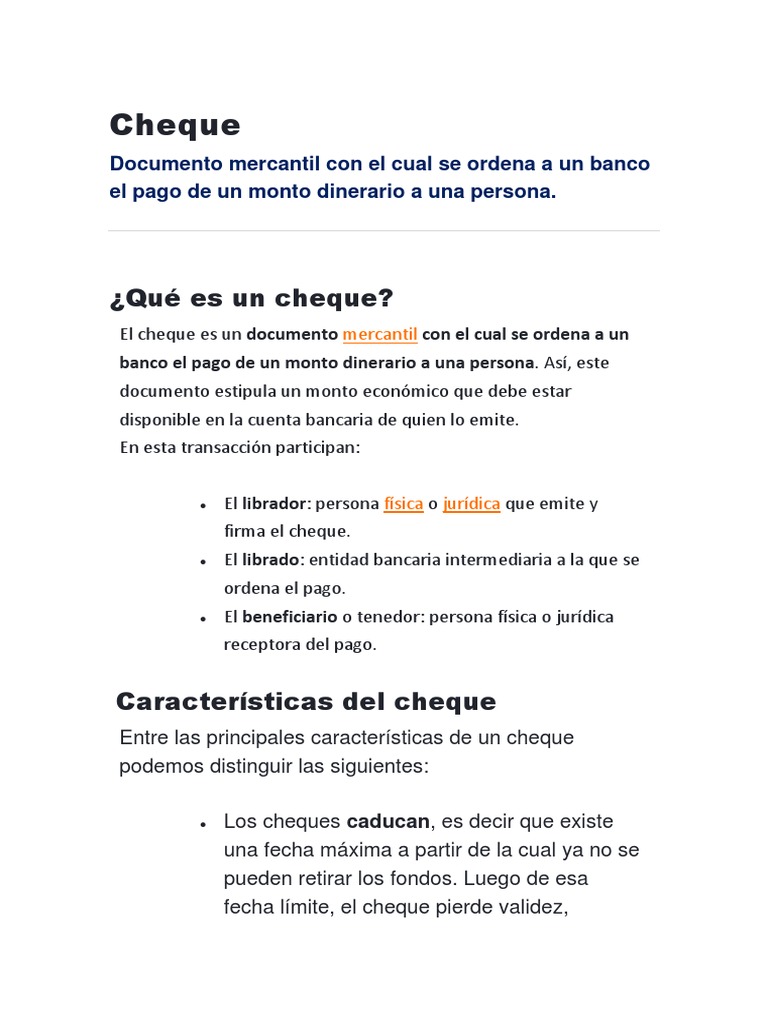 Guía Completa sobre Cheques y su Operativa | PDF | Cheque | Bancos