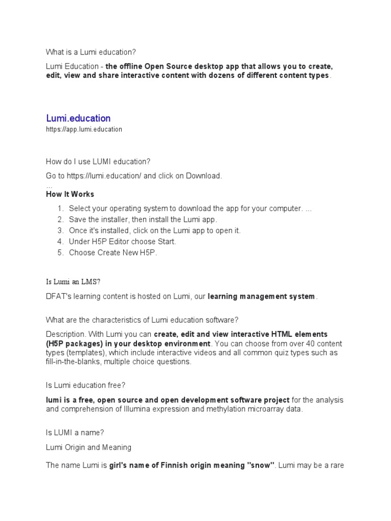 Lumi and H5P | PDF | Moodle | Application Software