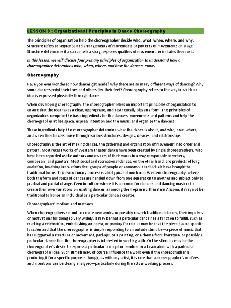 Organizational Principles in Dance Choreography | PDF | Dances | Rhythm