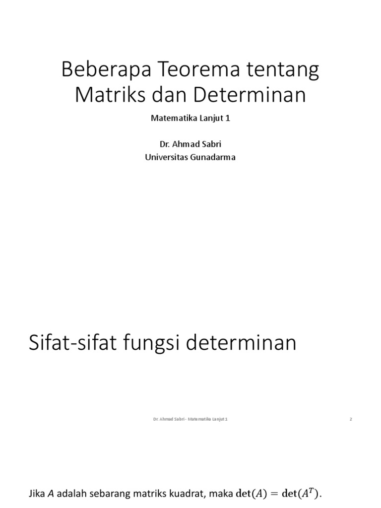 07 Sifat Matriks Dan Determinan | PDF
