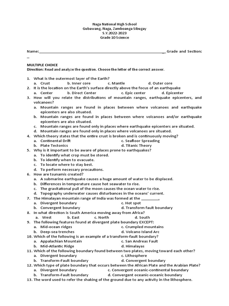 JJ Summative | PDF | Plate Tectonics | Volcano