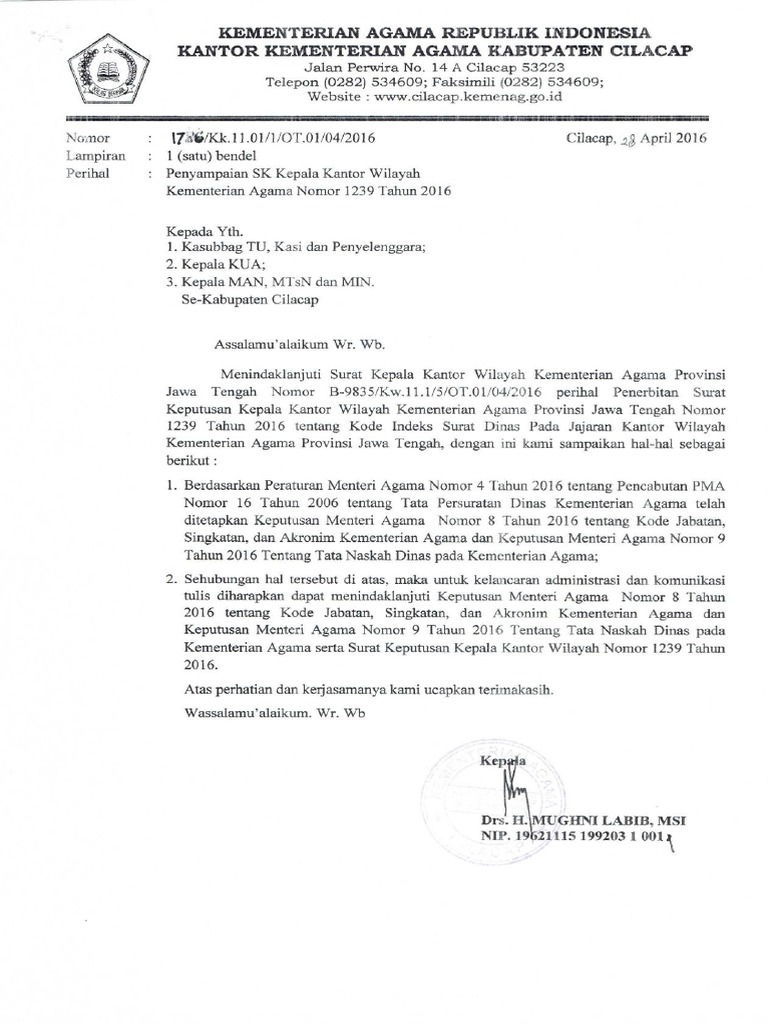 Adoc - Pub - Satu Bendel Penyampaian SK Kepala Kantor Wilayah K | PDF