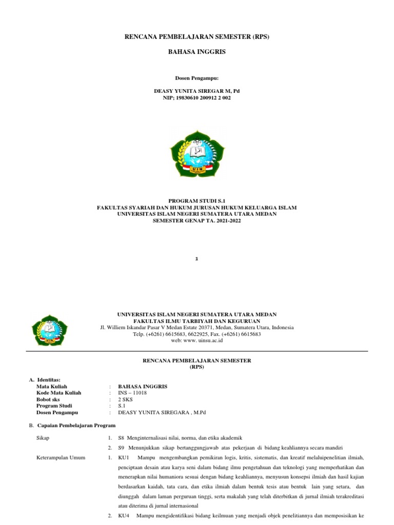 2021 Rps Hki Ganjil | PDF | Karier & Perkembangan