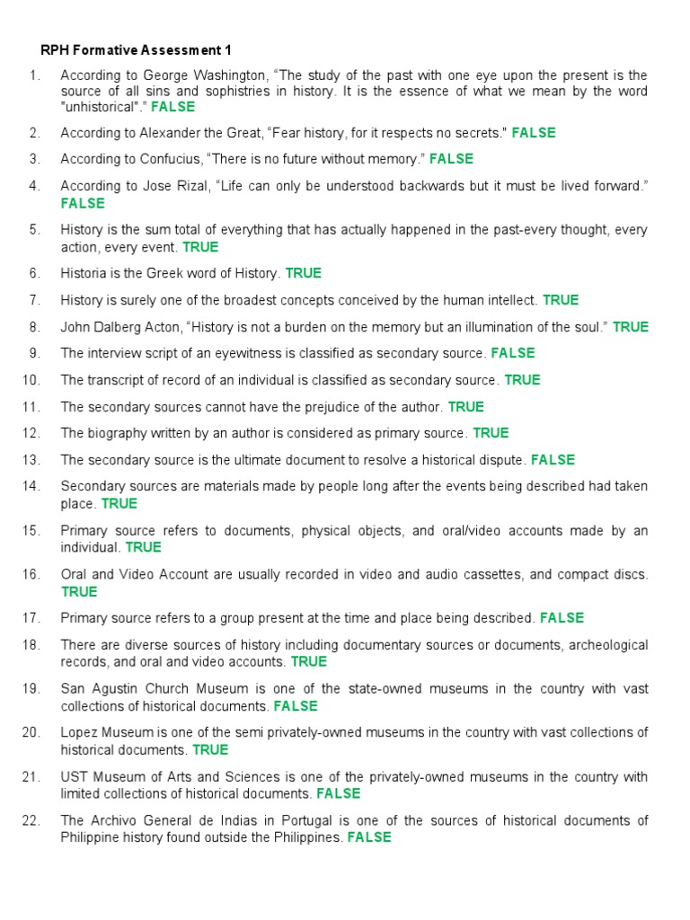RPH Formative Assessments | PDF