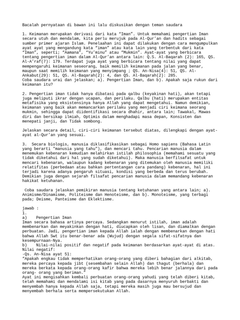 Diskusi 1 Pendidikan Agama Islam Mkwu4101 | PDF