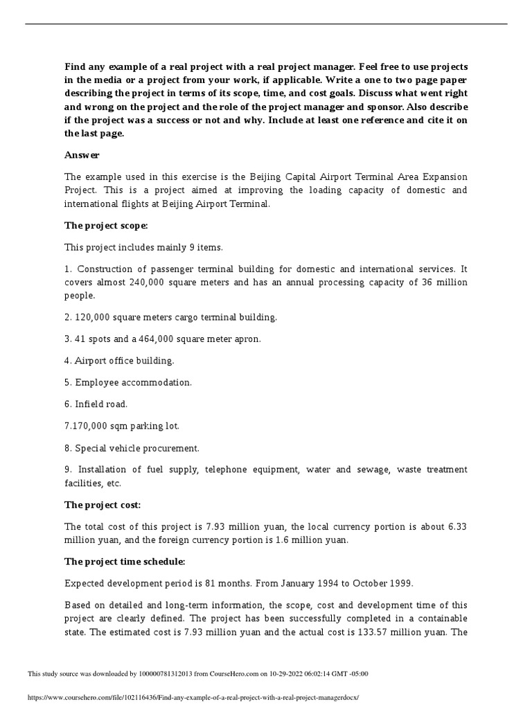 Find Any Example of A Real Project With A Real Project Manager | PDF ...