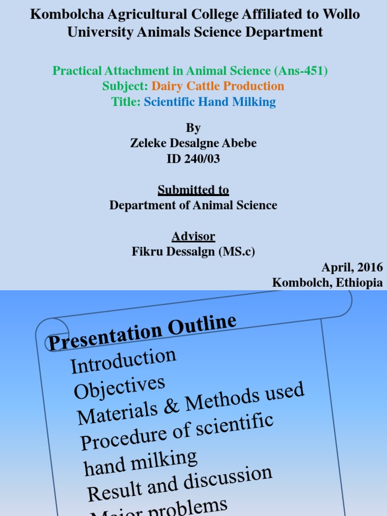 Zeleke Final Practical Attachment | PDF | Dairy | Mammals
