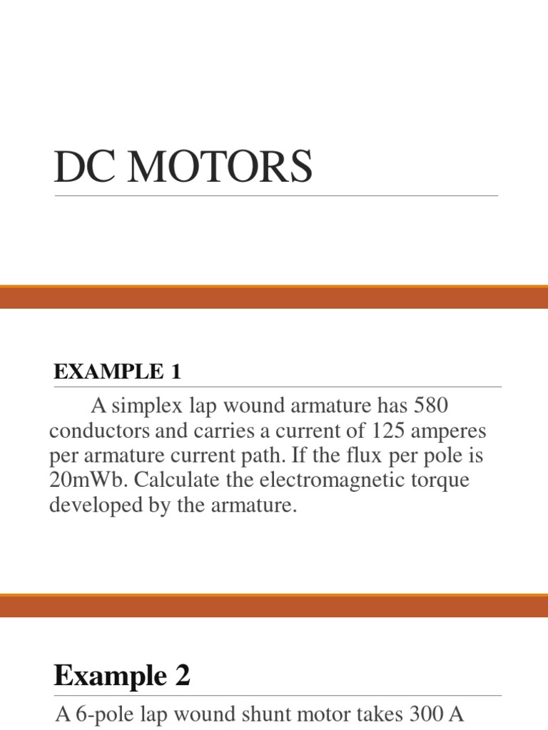 DC Motor Calculations & Examples | PDF | Electric Motor | Electrical ...