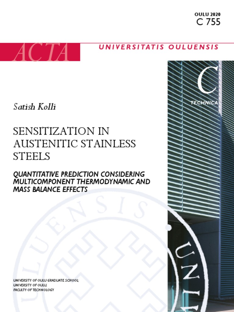 Sensitization In Austenitic Stainless Steels Quantitative Prediction Thesis 2020 Pdf
