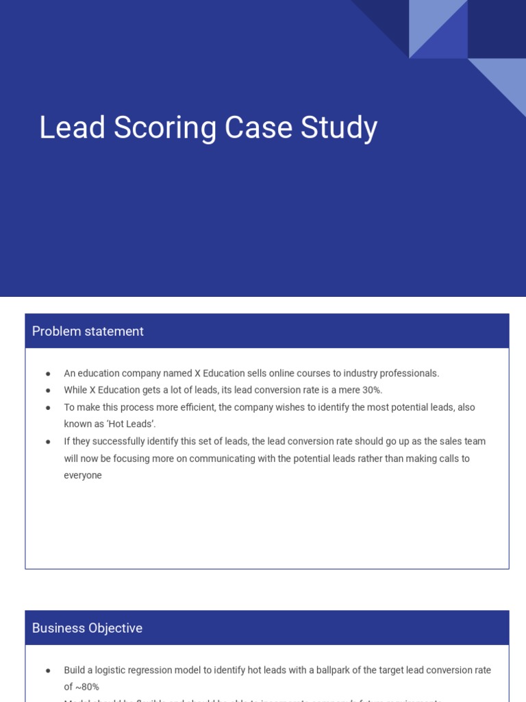 Lead Scoring Case Study Presentation | PDF | Sensitivity And ...