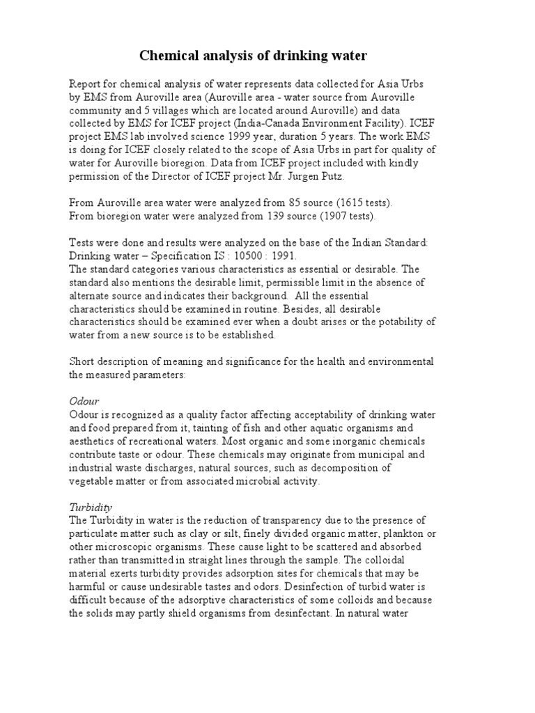 Chemical Analysis of Water | PDF