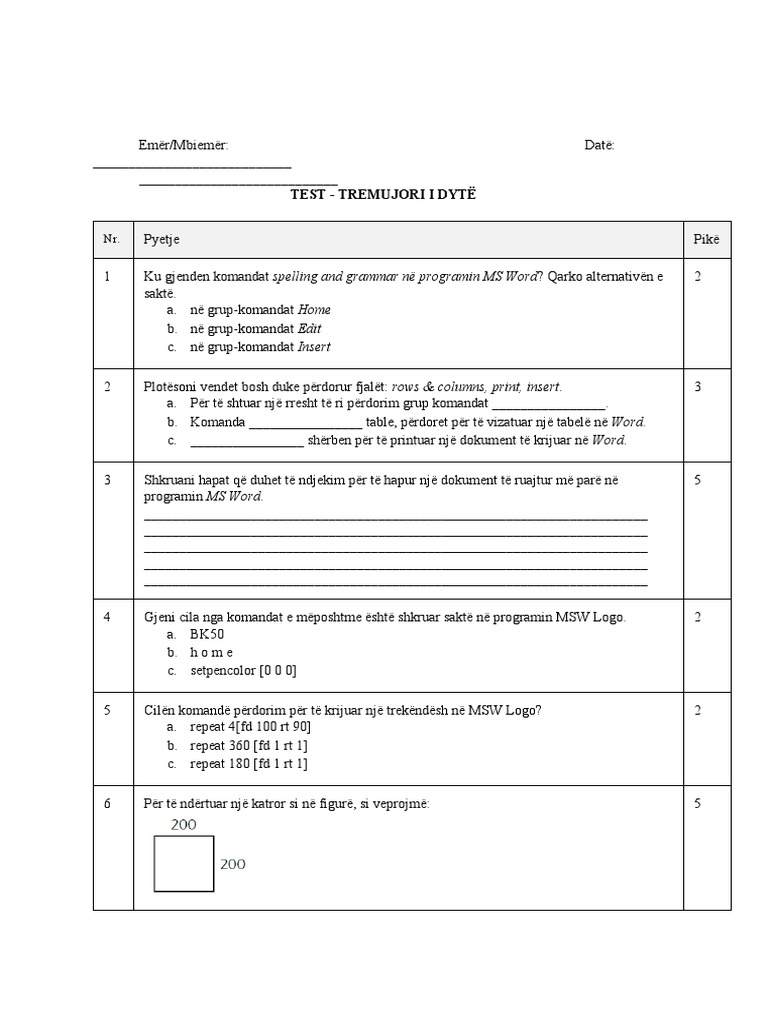 TIK 5 - Test 2 | PDF