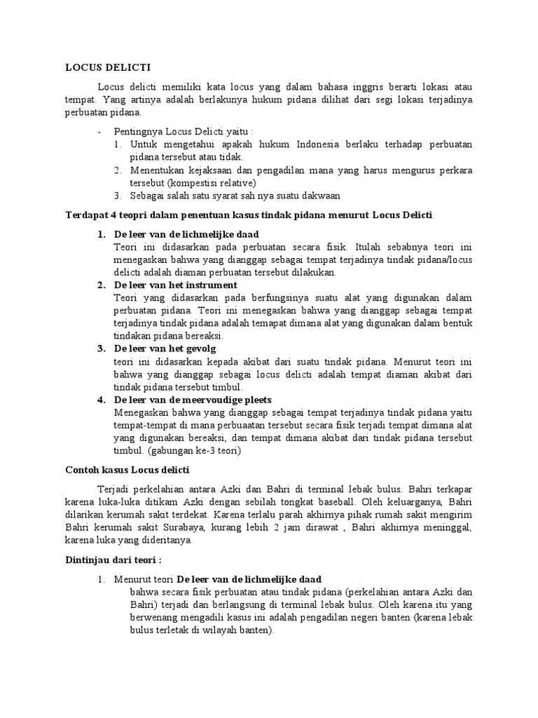 MATERI LOCUS DELICTI Dan TEMPUS DELICTI | PDF