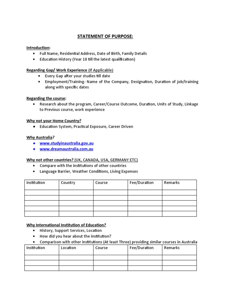 SOP Guideline | PDF | Travel Visa | Internship