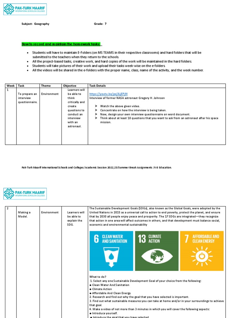 Geography Summer Pack Grade 7 | PDF | Sustainability | Climate Change