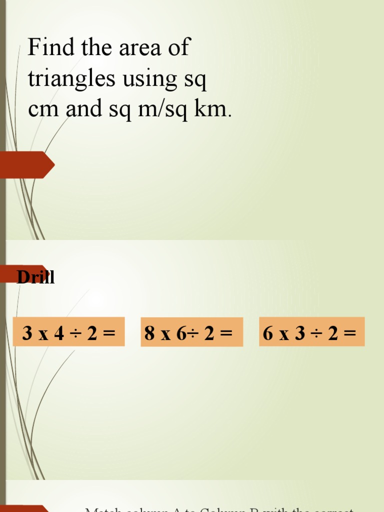 Cot MATH 4 64 Area of Triangles | PDF | Area | Triangle