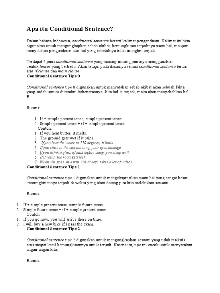 Apa Itu Conditional Sentence | PDF