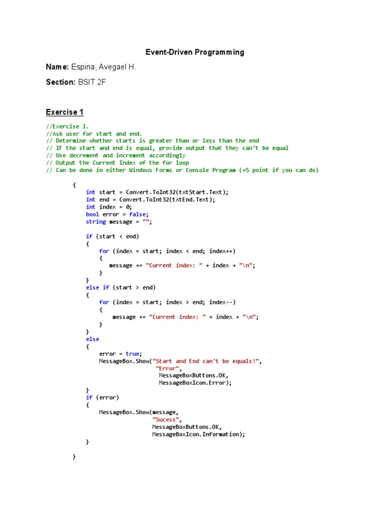 Event-Driven Programming Exercise Guide | PDF
