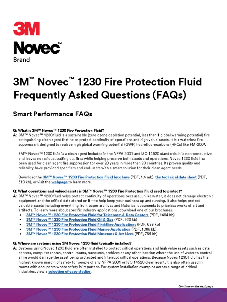 3M Novec 1230 Fire Protection Fluid FAQ | PDF